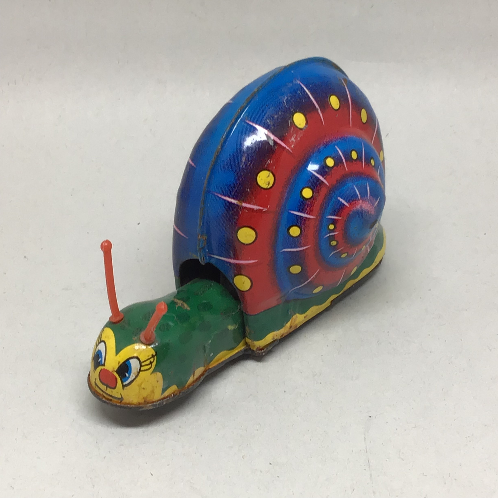 Vintage 1950s KKS Japan Tin Litho Snail Friction Toy | Retro Redd Vintage