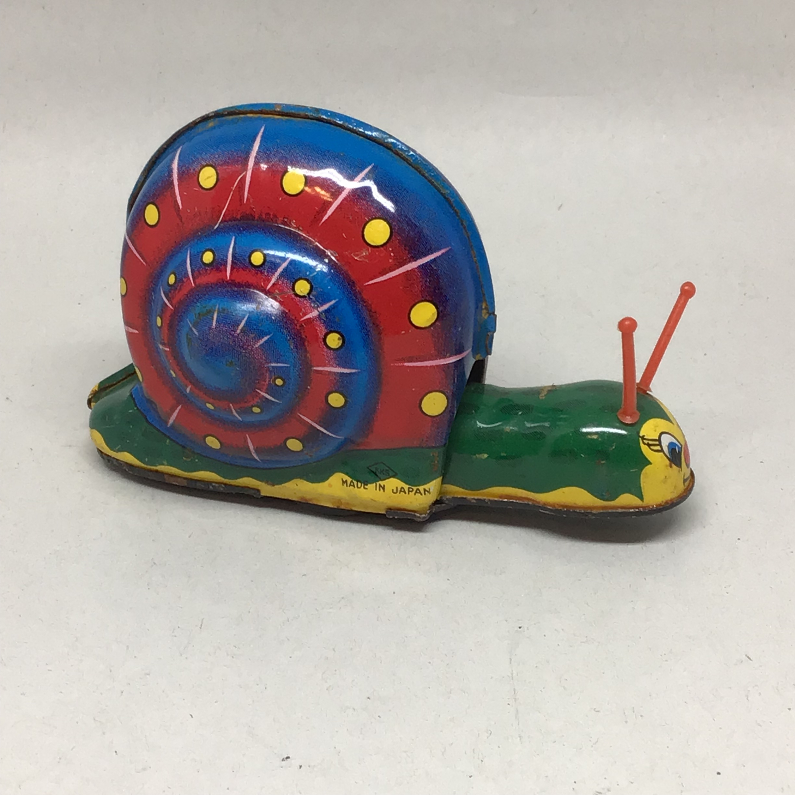 Vintage 1950s KKS Japan Tin Litho Snail Friction Toy | Retro Redd Vintage