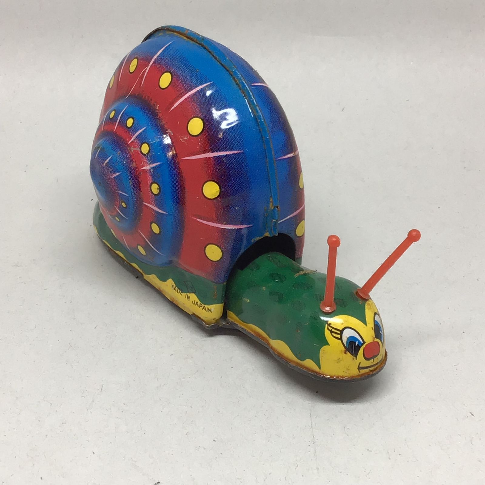 Vintage 1950s KKS Japan Tin Litho Snail Friction Toy | Retro Redd Vintage