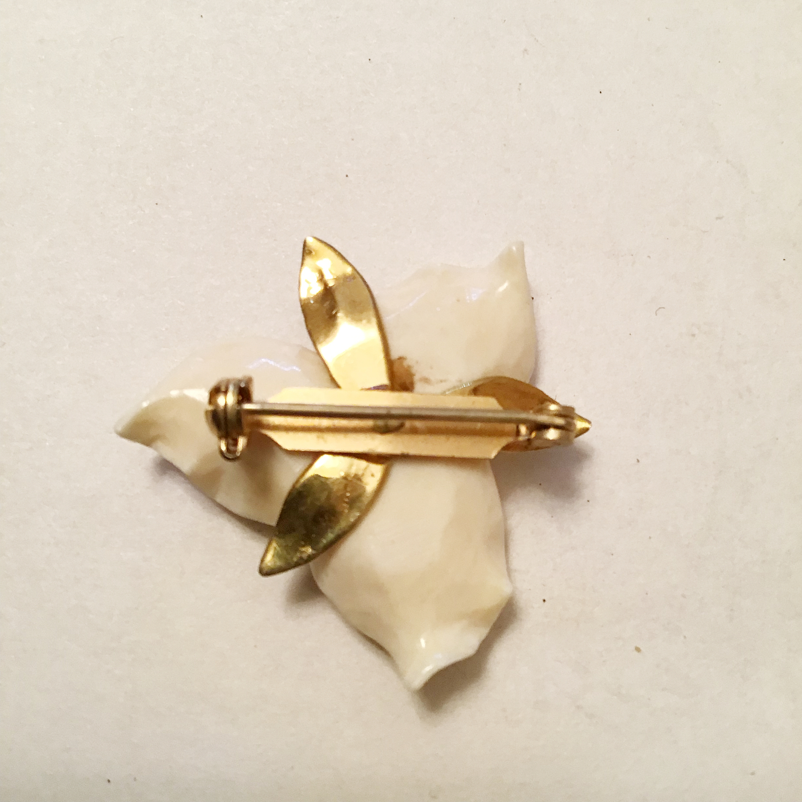 Vintage 1950 Hand Carved Alaskan Ivory Gold Nugget Stika Rose Brooch ...